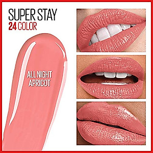 Maybelline Super Stay 24, 2-Step Liquid Lipstick Makeup, Long Lasting Highly Pigmented Color with Moisturizing Balm, All Night Apricot, Nude Orange, 1 Count