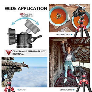 NEEWER Professional 28mm Low Profile Tripod Ball Head with 360° Rotation and 2 Locking Buttons, Arca Type 1/4" QR Plate and Spirit Level for Tripod/Camera, Max Load: 5 kg