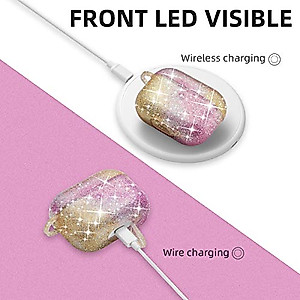 Airpods Case, DMMG Airpods 3 Case Cover Silicone Skin for Girls Women,AirPods Protective Cute Bling Glitter Case with Fluff Ball Keychain,Scratch Proof for Airpod 3rd Generation (Rose Gold)