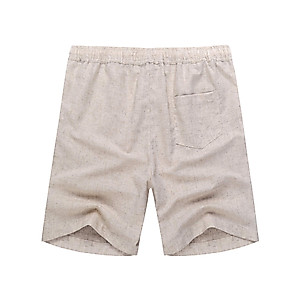 COOFANDY Mens Casual Linen Shorts Stretchy Drawstring Waistband Lounge Shorts Light Khaki