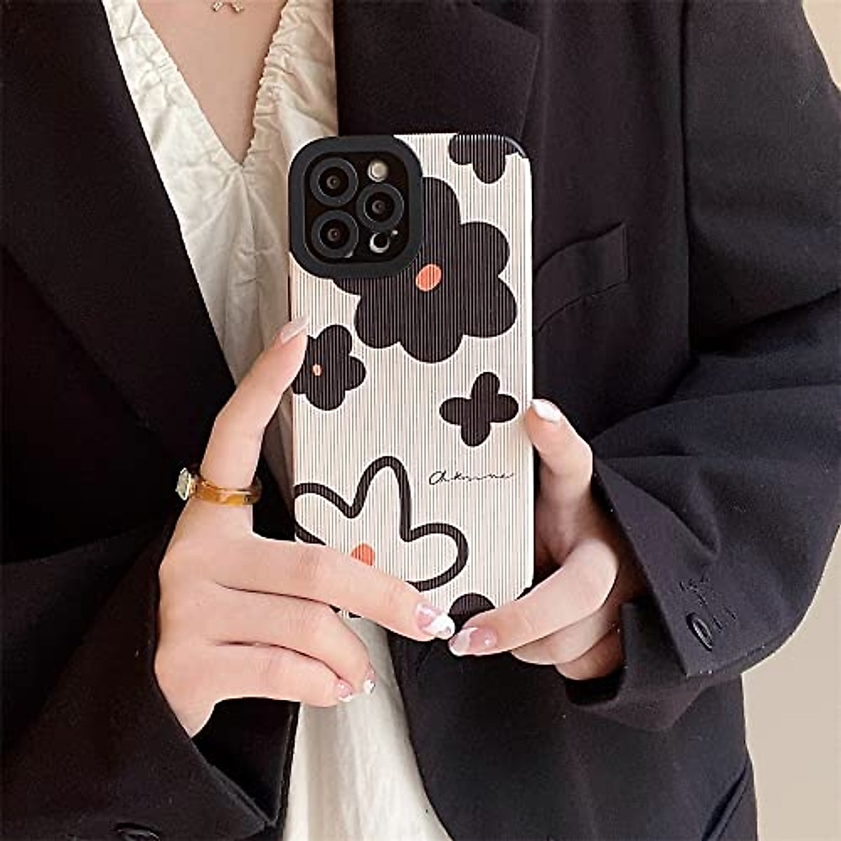 Fashion Cute Flower Painting Phone Case Compatible with iPhone 12 Pro Max Cases Soft Silicone Shockproof Protection Cover for Apple iPhone 12 Pro Max - White