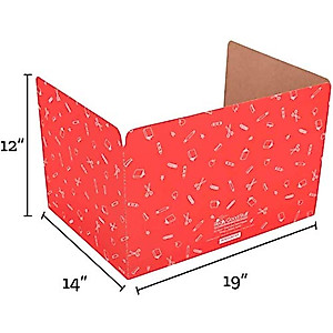Standard Privacy Shields for Student Desks – Set of 12 - 3 Group Colors -Matte - Study Carrel Reduces Distractions - Keep Eyes From Wandering During Tests, Red, Blue & Green School Supplies Pattern