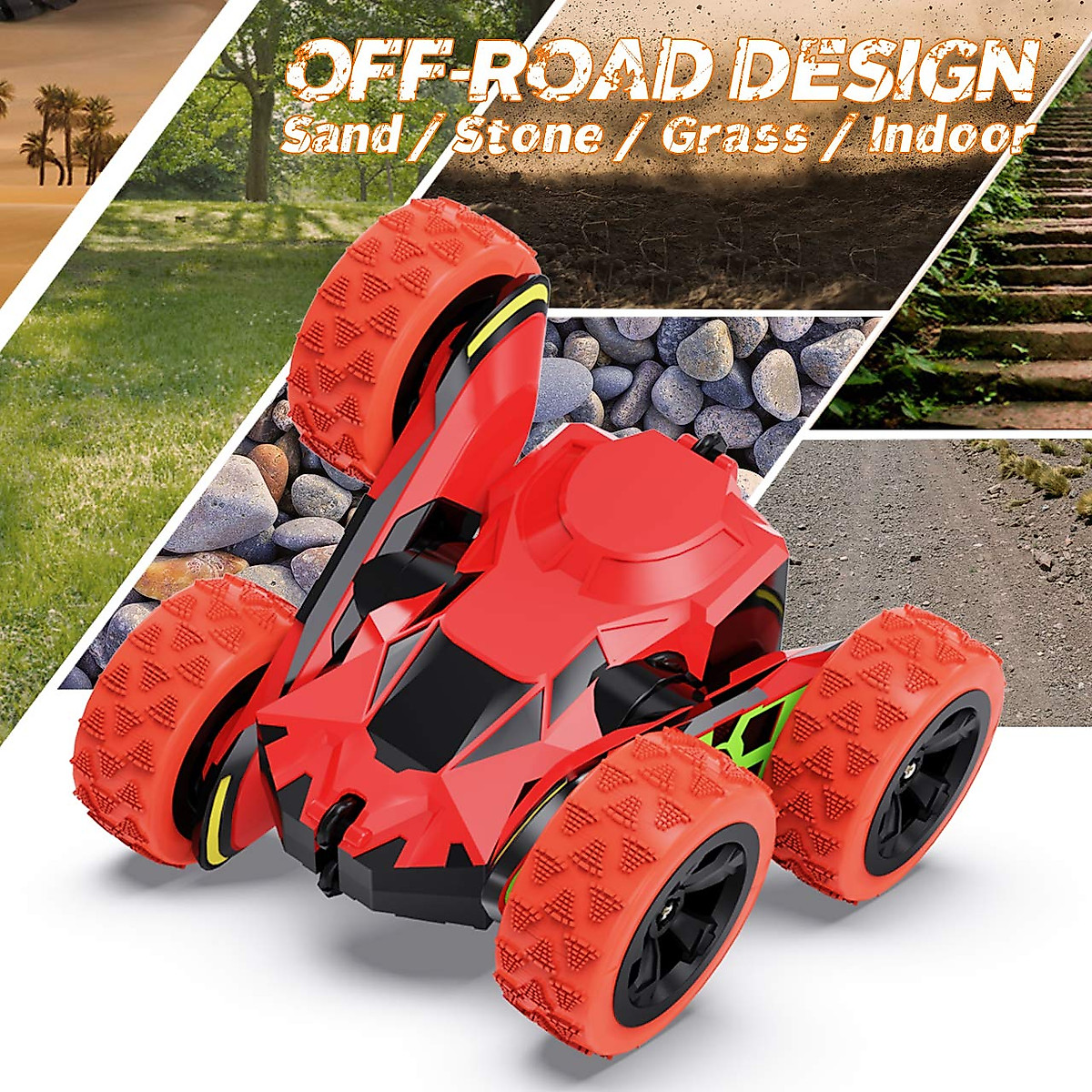 Fixget Remote Control Car RC Car, 4WD 2.4 GHz Remote Control Stunt Car Toys Double Sided Rotating Vehicles 360°Flips, Kids Outdoor Indoor Toys Birthday Gift for Boys Girls (Included Battery)