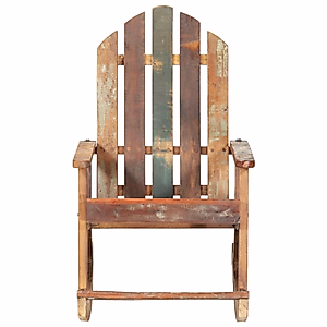 Rustic Outdoor Rocking Chair - Reclaimed Wood Garden Furniture for Relaxation and Comfort - Handcrafted Wooden Rocker for Lawn Porch or Deck-Multicolour
