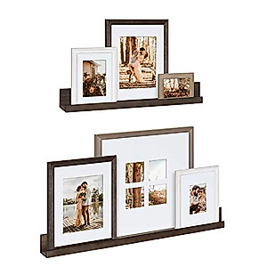 Kate and Laurel Bordeaux Farmhouse Gallery Floating Shelf and Wall Frame Kit, Set of 8, Multiple Finishes, Assorted Size Frames and Two Display Shelves