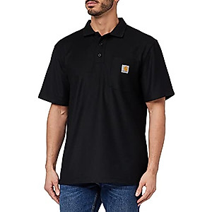 Carhartt Men's Loose Fit Midweight Short-Sleeve Pocket Polo, Black, Large