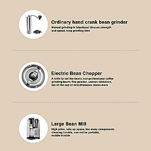 Coffee Bean Grinder, Electric Coffee Grinder, 304 Stainless Steel Spice Grinder Mill, Household Small Grinder, 1 Touch Operation Automatic Burr Coffee Grinder, Adjustable Grind Settings for 15-20 Cup