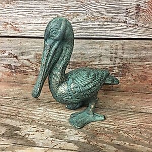 Vintage Cast Iron Pelican Lawn Gard Yard Art Bird Beach Nautical Coastal Decor