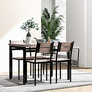HOMCOM 5-Piece Dining Table Furniture Set Modern Industrial Table with 4 Chairs for Dining Room, Kitchen