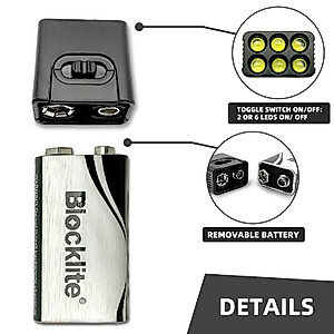 BLOCKLITE LED Flashlight 2 Pack, Compact for Easy Storage, Multi Purpose, 60+ Hour Run Time, 60 Lumens, Two 9V Batteries Included, for Indoor and Outdoor Use