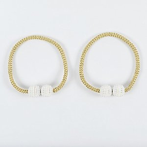 Magnetic Curtain Tiebacks Clips Curtain Buckles Holdbacks Binding Weaving Tie Band 2 Pieces for Home Office Decorative (Gold)