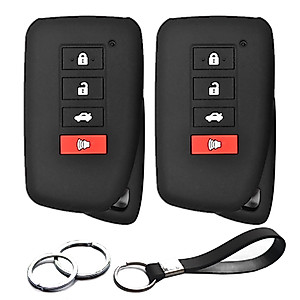 INFIPAR 2pcs Compatible with Lexus RC350 RC300 RC F IS300 IS350 IS500 RX350 RX450h RX350L RX450hL NX200t NX300h NX300 LX570 GS350 GS F ES350 Black Key Fob Cover Case Key Chain Protector Holder