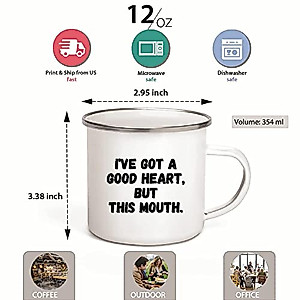 Gift for Smart People with Humorous Attitude and Saucy Mouth 12oz Enamel Silver Mug