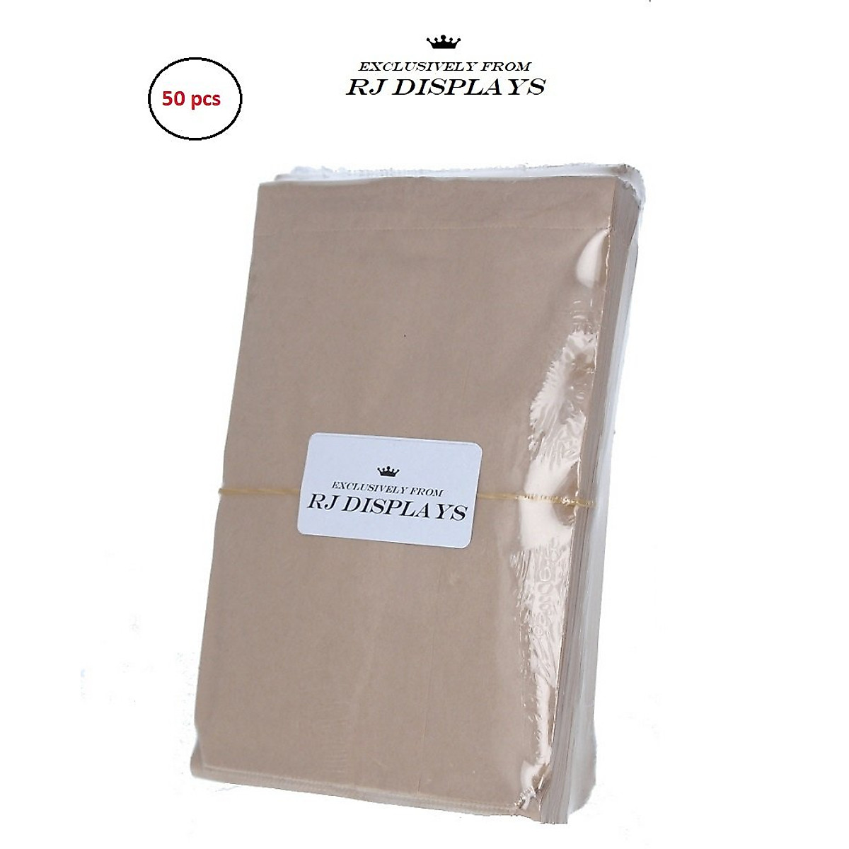 RJ Displays-Brown Kraft Flat Merchandise & Packaging Bags- Pack of 50 Bags Size-10" x 13" Inches