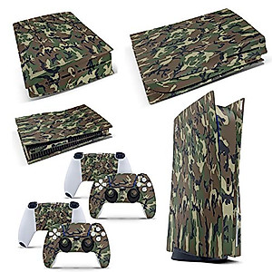 PS5 Disk Console Camo Skin Decal Vinal Sticker + 2 Controller Skins Set