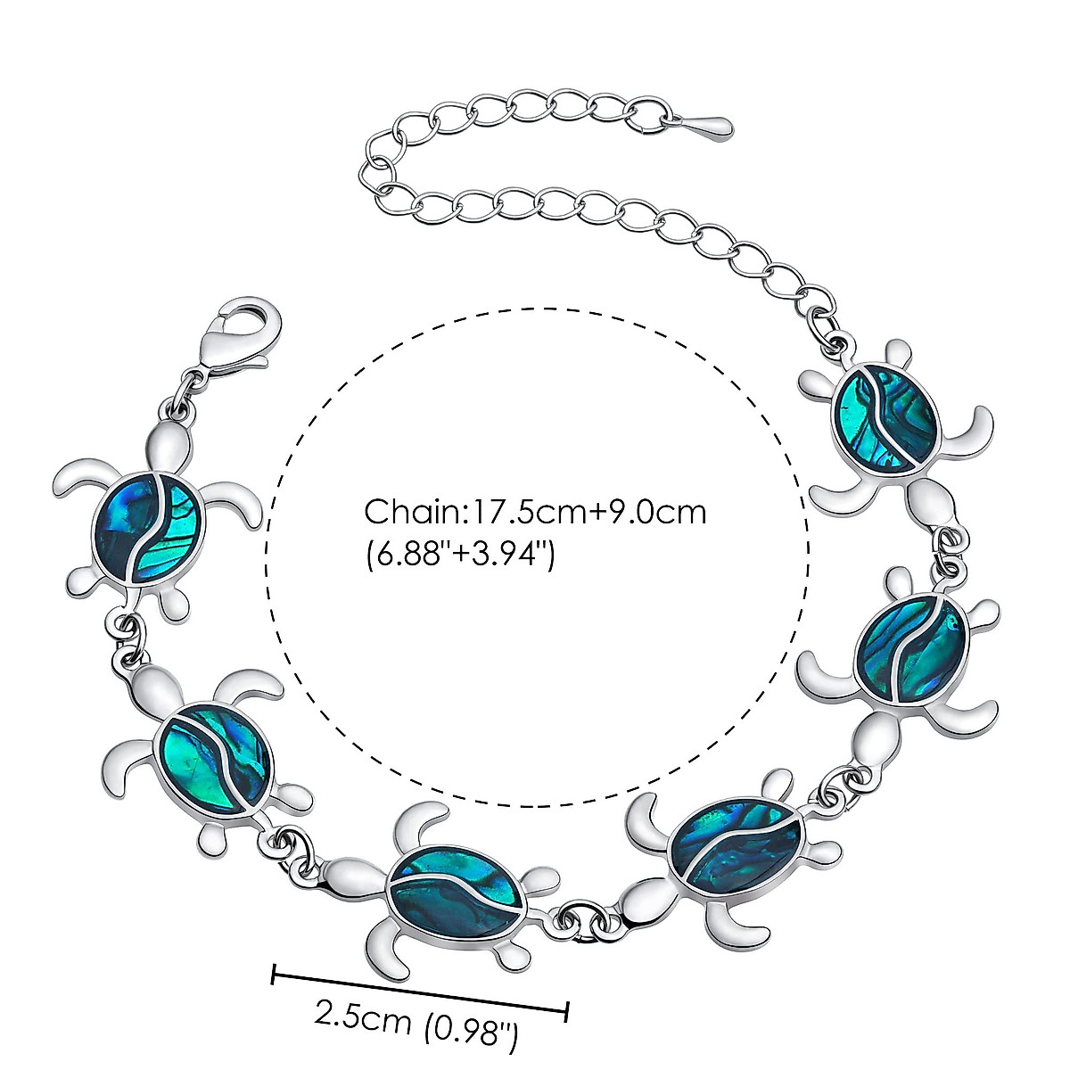 Lauren-Spencer Sea Turtle Ankle Bracelet for Women Silver Plated Adjustable Abalone Shell Cute Turtle Charm Anklet Bracelets for Women Teen Girls Turtle Jewelry Gifts Ocean Beach Anklets