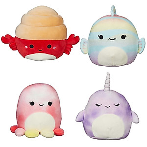 Squishmallows Official Kellytoy Set of 8 5 inch Sea Squishmallows (Indie, Orzella, Fabiola, Samir, Gordon, Nabila, Archie and Livvy)