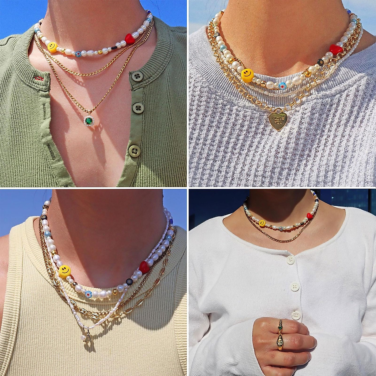 Miss Pink Beaded Necklace Beaded Choker Necklace Women Pearl Necklace Freshwater Pearl Necklace Y2K Boho Handmade Cute Summer Fun Flirty Beach Jewelry Gifts