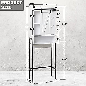 GORZING Over The Toilet Storage Cabinet,Above Toilet Storage Cabinet,Bathroom Storage Cabinet Over Toilet,Bathroom Organizer Over Toilet Adjustable Shelf,Sliding Door Toilet Storage Rack,White