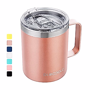 DLOCCOLD Insulated Coffee Mug with Handle 12 oz Stainless Steel Travel Coffee Cup with Lid Spill Proof Reusable Thermos Coffee Cups for Men Women