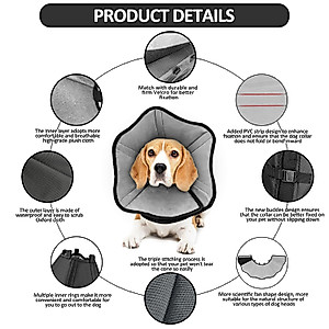 Dog Cone Collar for After Surgery, Soft Pet Recovery Collar for Dogs, Comfort Cone Protective Collar for Large Medium Dogs, with Interior Made of Comfortable Plush Material&PVC Fixing Strip-M1