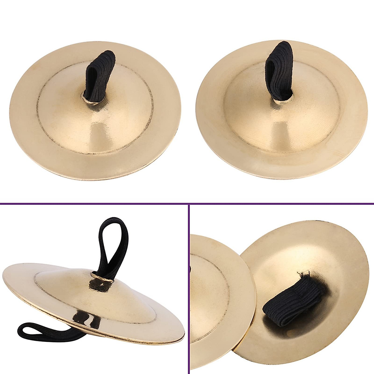 Mxzzand Dancing Zills, Brass Finger Cymbal Convenient Universal for Musical Instrument