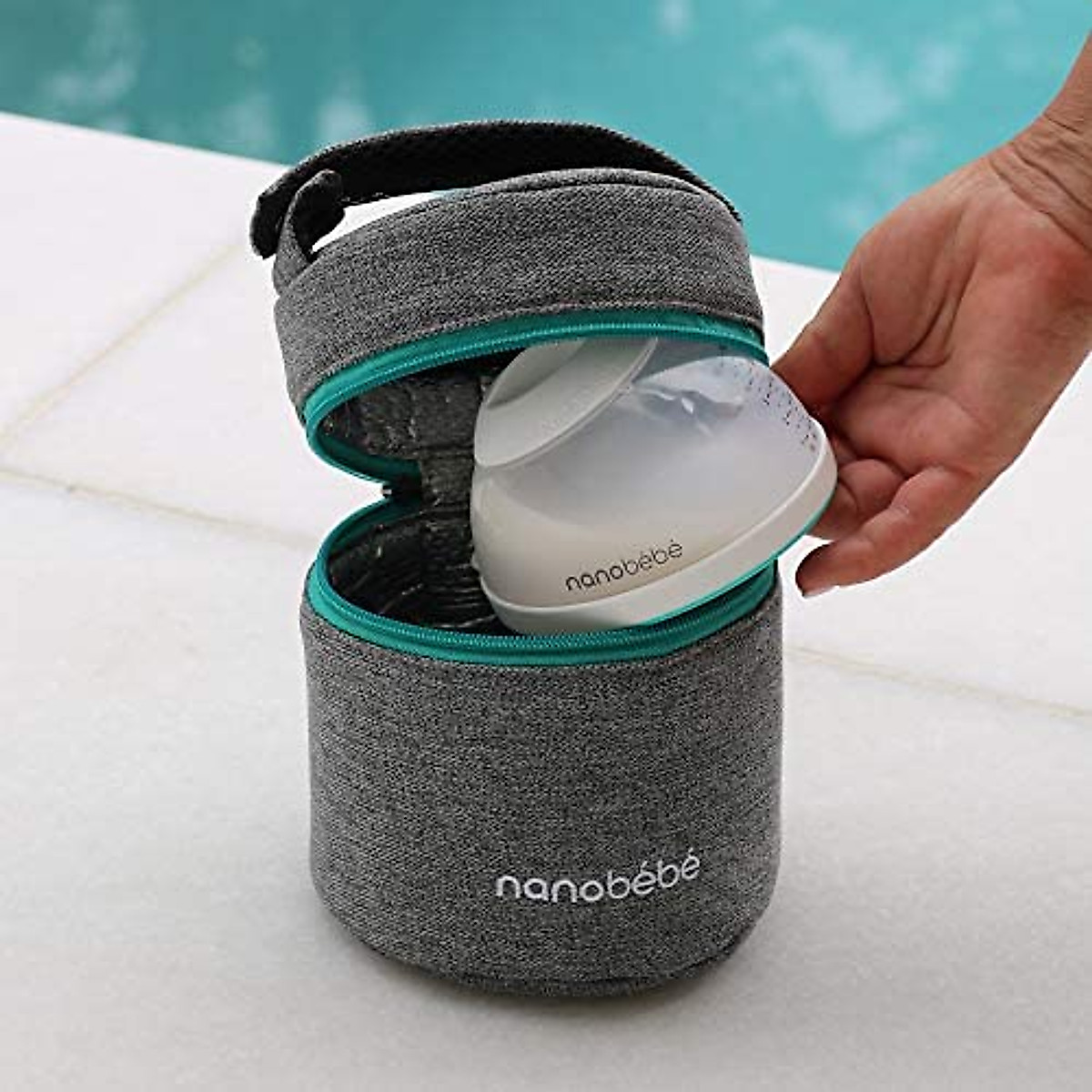 NANOBÉBÉ nanobebe Breastmilk Baby Bottle Cooler & Travel Bag with Ice Pack Included. Compact Triple Insulated, Easily attaches to Stroller or Diaper Bag- Grey
