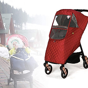 SONGYDZ Baby Stroller Cover Winter Universal Stroller Windshield Rain Cover to Keep Baby Travel Weather Warm Shield Stroller Cover for Pushchair (Red)