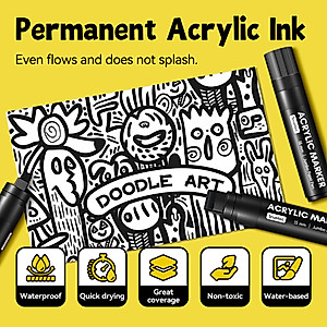 SRUOLOC 3 Jumbo Permanent Markers Black, 15mm Thick Wide Tip, Large Acrylic Paint Markers for Rock Painting, Poster, Stone, Ceramic, Glass, Wood, Canvas