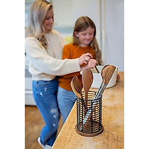 Emerson Ergonomics Wood and Metal Kitchen Utensil Holder Desk Organizer Multi-Purpose Counter Organizer