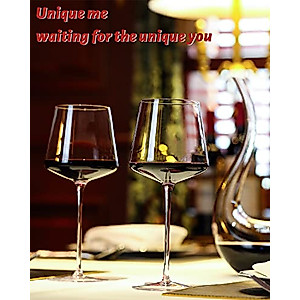 Physkoa Wine glasses set of 4 - Modern wine glasses with tall long stem, Crystal Square wine glasses with flat bottom,Big wine glasses for full-bodied wine,Wine gifts for Wedding,Bridal Shower 21OZ