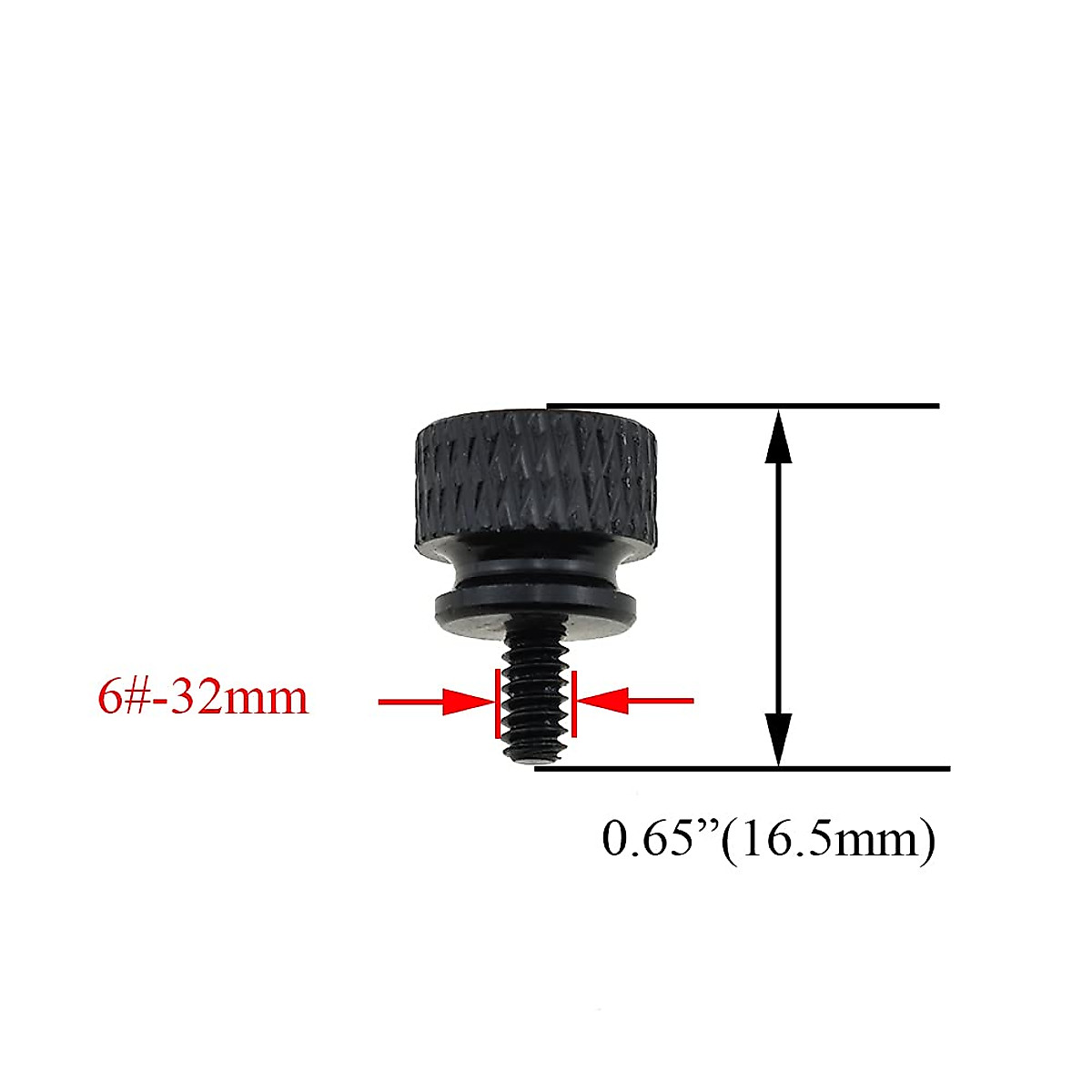 Hahiyo Anodized Aluminum Thumbscrews 6#-32 Thread Size Large Knurled Head Cage Mounts Hand Tighten Easy to Grip and Turn Not Damage Inside Sturdy, Black 10pcs (2021033103-Thumbscrews)
