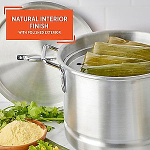 IMUSA Aluminum Steamer with Rack, 24 Qt, Silver