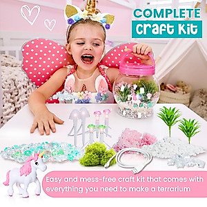 Amitié Lane Unicorn Gift Set - DIY Terrarium Kit and Scented Markers Set - Easy DIY Kids Arts and Crafts Kits - Girls Toys and Birthday Gifts for Kids Age 4-12
