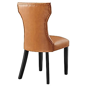 Modway Silhouette Modern Tufted Vegan Leather Upholstered Parsons Tan, One Dining Chair