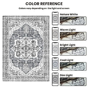 QD-Udreamy Area Rugs for Living Room - 9x12 Area Rugs, Machine Washable Rugs 9x12, Non-Slip, Stain Resistant Soft Boho Vintage Large Carpet Low Pile Thin Rugs for Living Room Bedroom