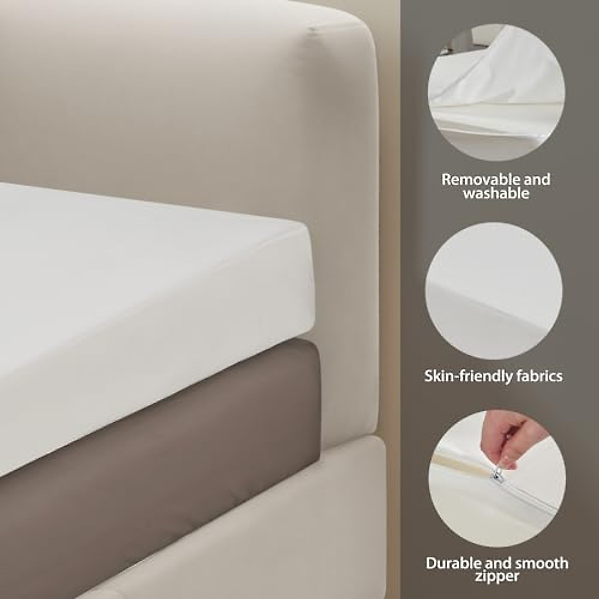 CYMULA Mattress Wedge, 7-Inch Inclined Queen, Mattress Wedge for Acid Reflux, GERD, Snoring, Neck & Back Pain, Under Mattress Wedge with Washable Cover & Non-Slip Bottom for Bedroom (5 Inch, Queen)