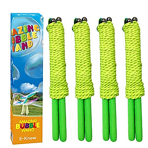 E-KNOW Bubble Wand, 4 Pack Giant Bubble Wand Outdoor Toy for Kids, Recyclable Stainless Steel, Telescopic Design Bubble Party Favors,Works Best with Bubbleventi Bubble Mix