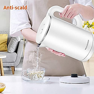 Electric Kettle, 1.7L 1500W Double Wall 100% Stainless Steel BPA-Free Cool Touch Tea Kettle Hot Water Boiler with Overheating Protection, Cordless with Auto Shut-Off and Boil-Dry