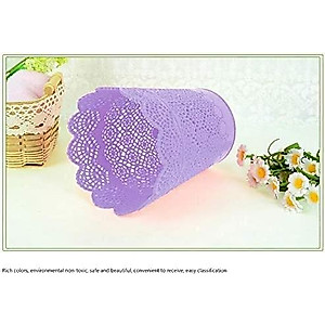 Krimo Plastic Slim Oval Trash Can, Wastebasket, Garbage Container Bin for Bathroom, Bedroom, Home Office(Purple)