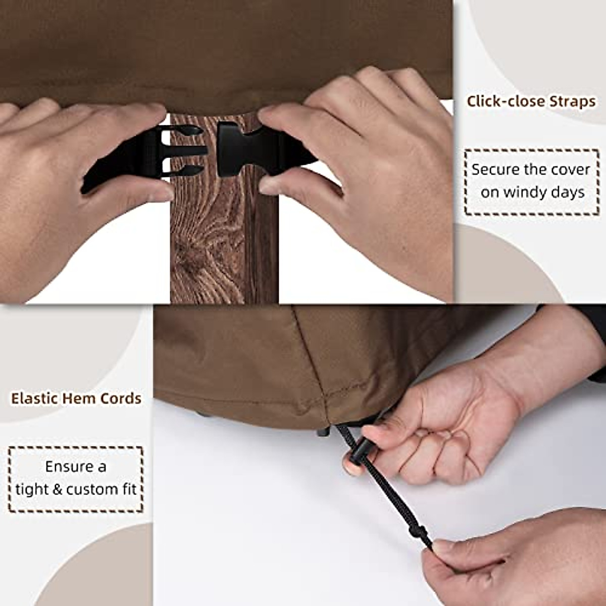 MR.COVER Outdoor Chair Covers Waterproof, 38-Inch Patio Furniture Covers for Lounge Deep Seat, Large Air Vents, UV-Resistant & Heavy Duty Material, Brown & Beige