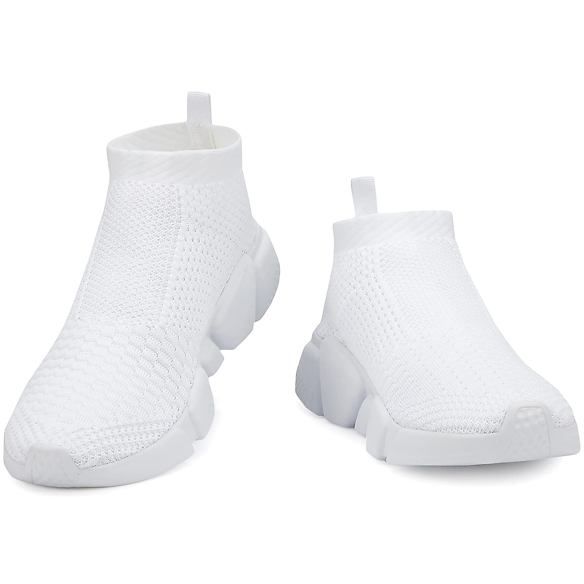 Santiro White Sneakers for Women Slip On Tennis Shoes Lightweight Walking Athletic Shoes Fashion Running Sports Shoes Breathable Mesh Work Shoes 9.5 US