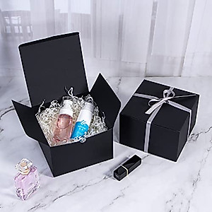 NIGNYA Black Gift Boxes, 20 pcs Large Gift Boxes with Lids Bridesmaid Proposal Box Weddings Party for Presents, 6x6x4 inch, Easy Assemble