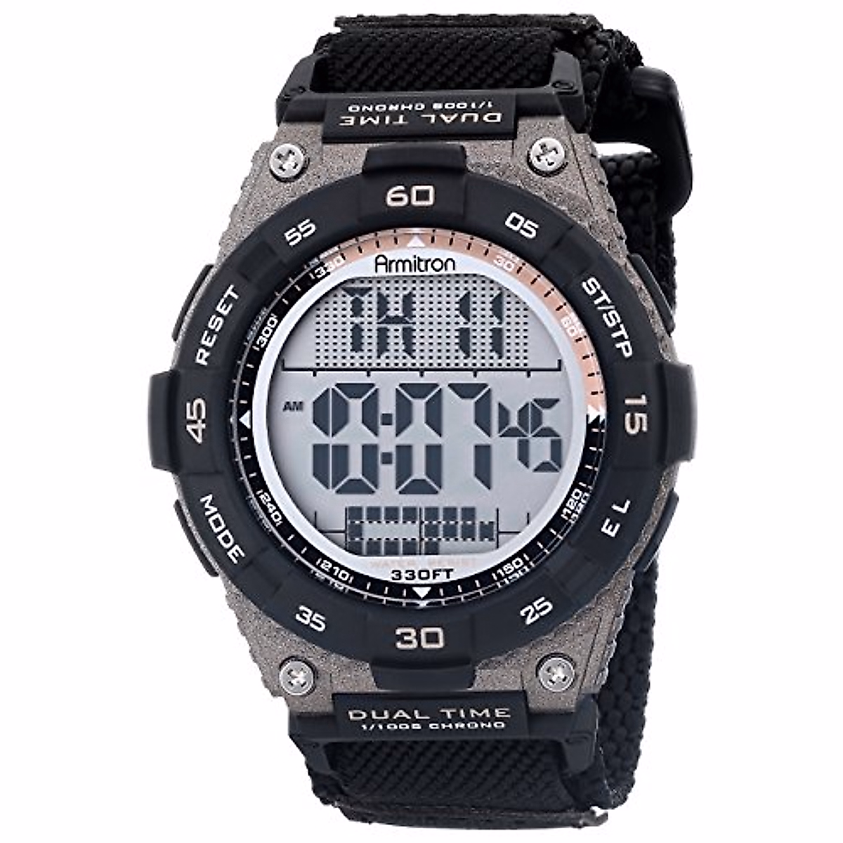 Armitron Sport Men's 40/8330BLK Brown Accented Digital Chronograph Black Nylon Strap Watch