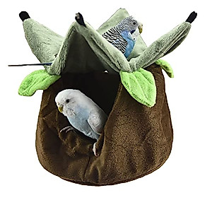 FLAdorepet Two Layers Bird Parrot Bed Nest Snuggle Hammock for Parakeet Lovebird Cockatoos,Warm Sugar Glider Ferret Bed Plush Hideout House for Guinea Pig Hamster (Brown)
