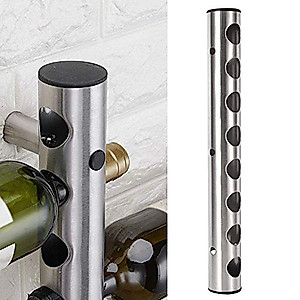 8 Holes Wall Mounted Wine Holder, Stainless Steel Wine Bottle Shelf with Installation Accessories, Barrel Stave Vertical Red Wine Bottle Rack, for Household Bar Supplies