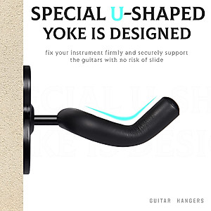 LALAOKS Guitar Wall Mount Guitar Hanger Metal Black for Acoustic Electric Bass Guitars Ukulele and More Instruments (Guitar Type)