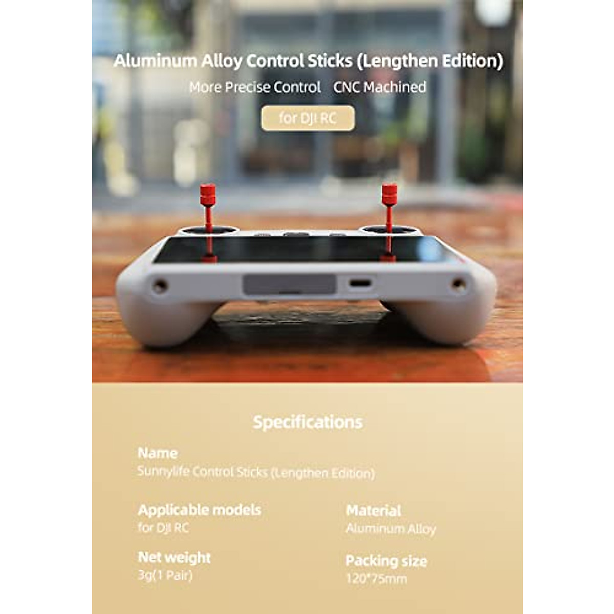 Joystick Rocker for DJI Mini 3 Pro Remote Control, Aluminum Alloy Extended Thumb Rocker, Ergonomic Design Controller Stick Replacement, Drone Rocker Replacement Accessories (Gold)