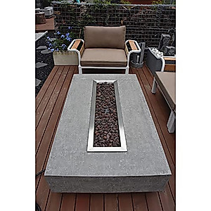 Elementi Outdoor Hampton Fire Pit Table 56 x 32 Inches Grey Durable Fire Bowl Glass Reinforced Concrete Rectangle Fire Table Liquid Propane Patio Fire Place Includes Burner and Lava Rock