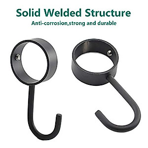 Ulifestar Stainless Steel Closet Rod Hooks, Heavy Duty Utility Hooks for Hanging Pots,Pans,Mugs,Towels,Oven Mitts,Adjustable J Typed Kitchen Hooks Fit for 32mm Rod 5 Pack Black